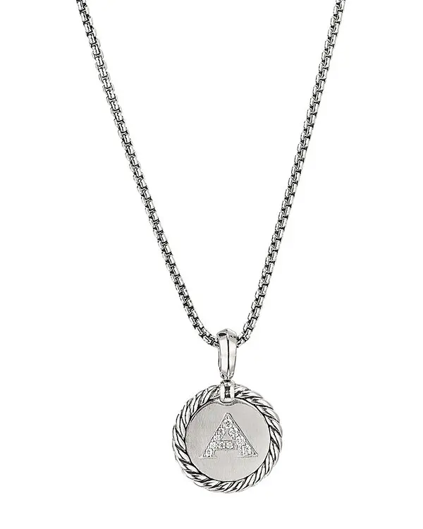 David Yurman Sterling Silver Initial Charm Necklace - A/silver