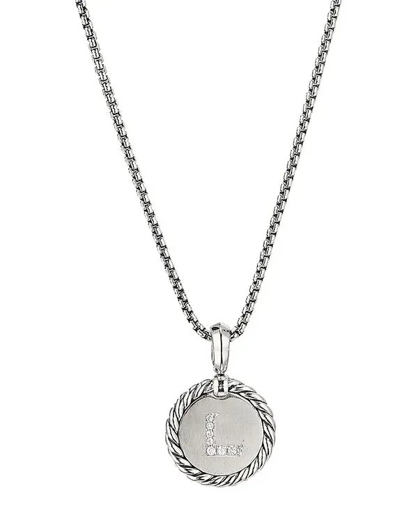 David Yurman Sterling Silver Initial Charm Necklace - L/silver