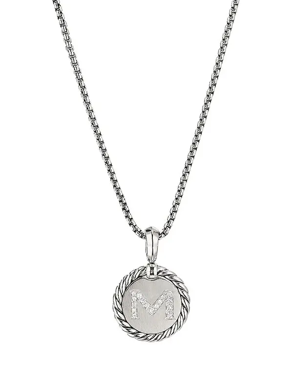 David Yurman Sterling Silver Initial Charm Necklace - M/silver