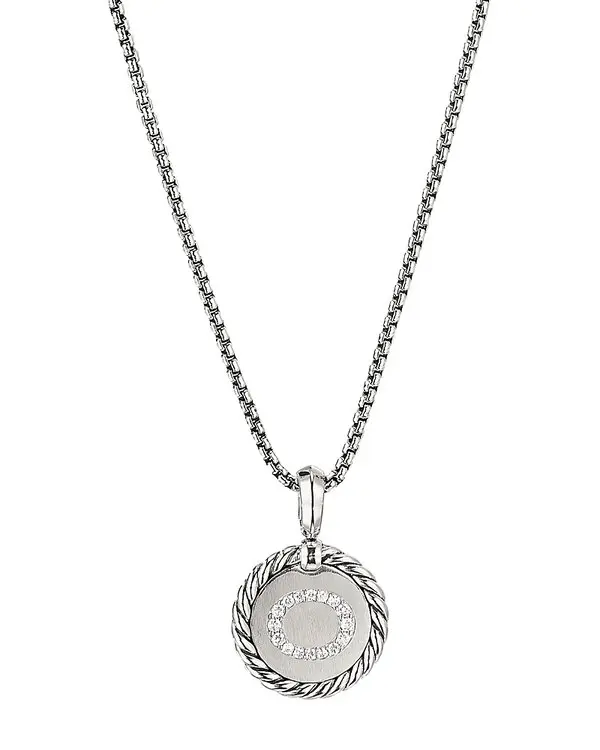 David Yurman Sterling Silver Initial Charm Necklace - O/silver