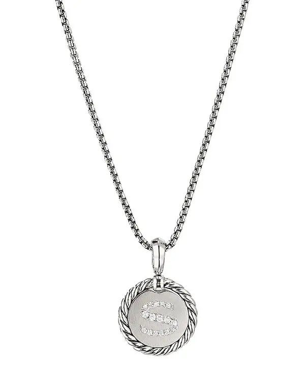 David Yurman Sterling Silver Initial Charm Necklace - S/silver