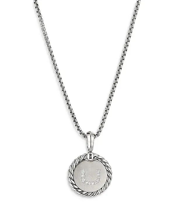 David Yurman Sterling Silver Initial Charm Necklace - U/silver