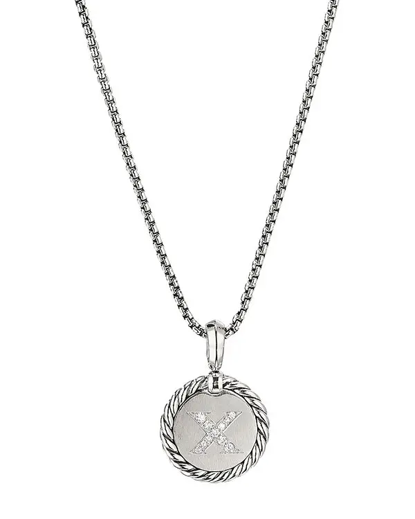 David Yurman Sterling Silver Initial Charm Necklace - X/silver