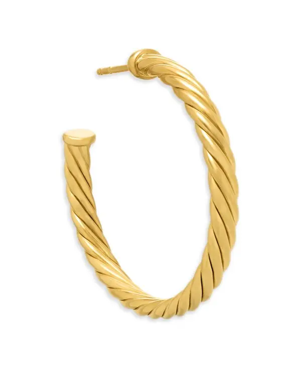 David Yurman Cable Spira 18k Yellow Hoop Earrings - Gold