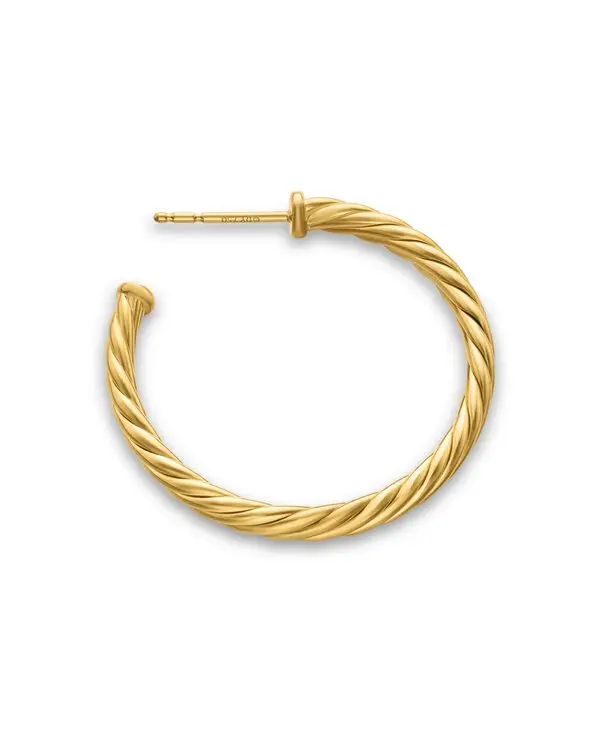 David Yurman Cable Spira 18k Yellow Hoop Earrings - Gold