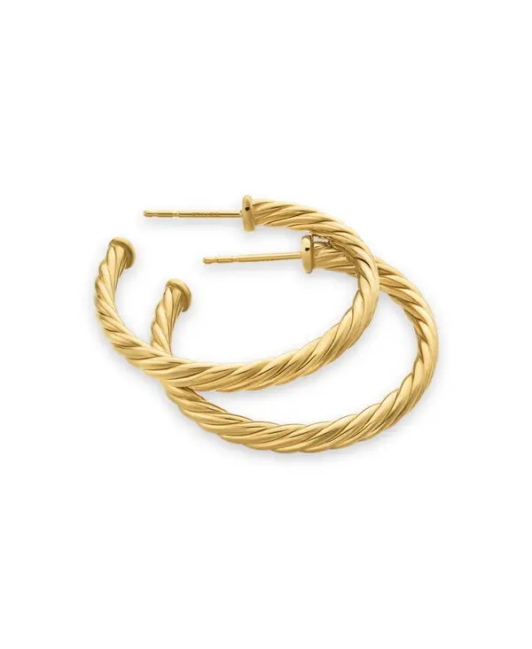 David Yurman Cable Spira 18k Yellow Hoop Earrings - Gold