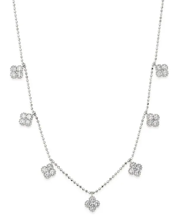 Bloomingdale'S Diamond Clover Station Necklace In 14k Gold, 1.0 Tcw - White