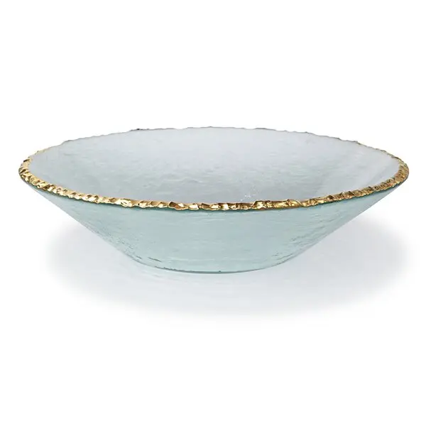 ANNIEGLASS Edgey Round Bowl - Clear Glass/gold Trim