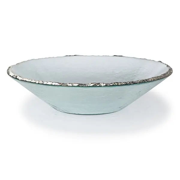 ANNIEGLASS Edgey Round Bowl - Clear Glass/platinum Trim