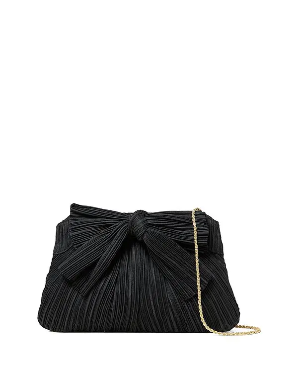 LOEFFLER RANDALL Rayne Pleated Bow Clutch - Black/silver