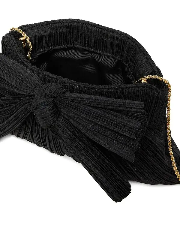 LOEFFLER RANDALL Rayne Pleated Bow Clutch - Black/silver