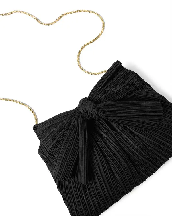 LOEFFLER RANDALL Rayne Pleated Bow Clutch - Black/silver
