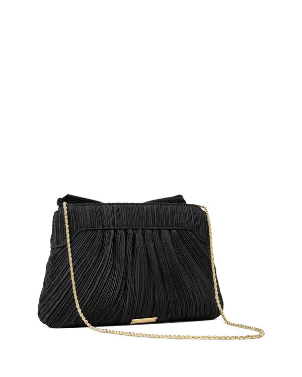 LOEFFLER RANDALL Rayne Pleated Bow Clutch - Black/silver
