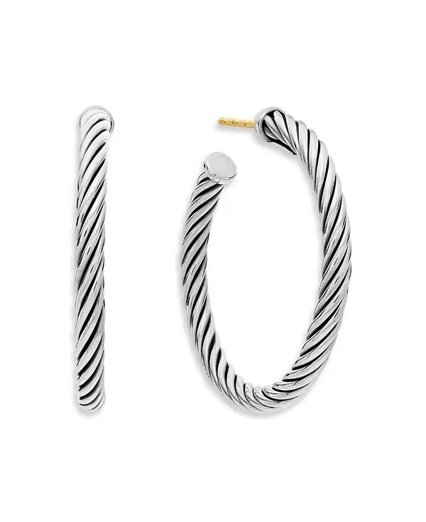 David Yurman Sterling Cable Hoop Earrings - Silver