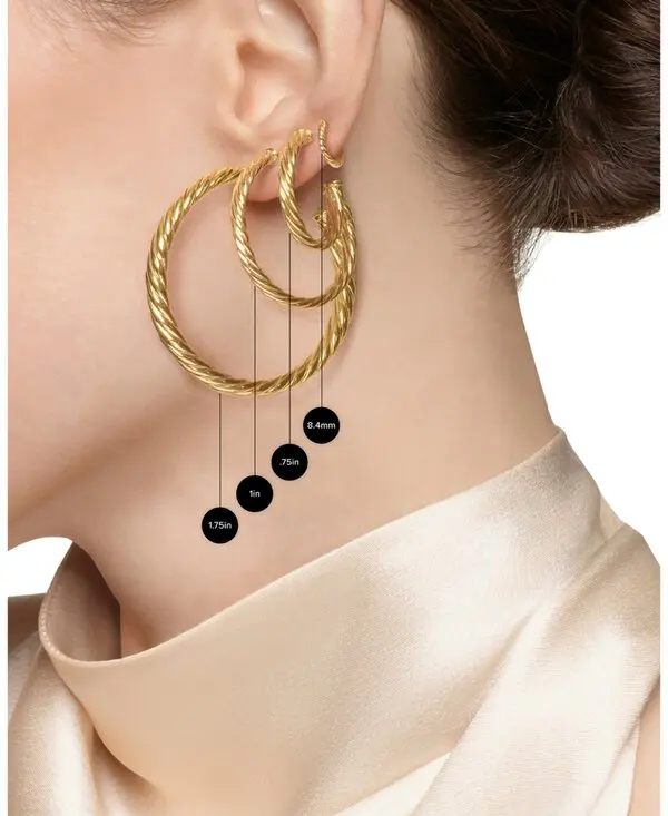 David Yurman Sterling Cable Hoop Earrings