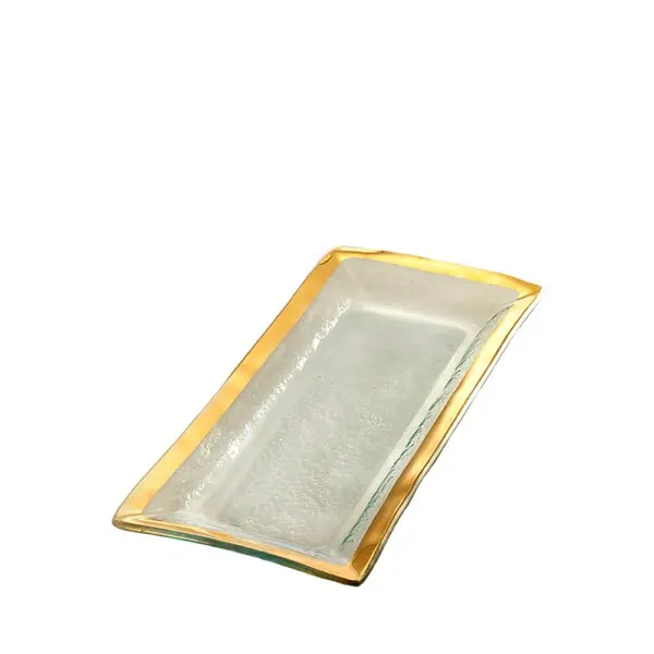 ANNIEGLASS Roman Antique Appetizer Tray - Clear Glass/gold Trim