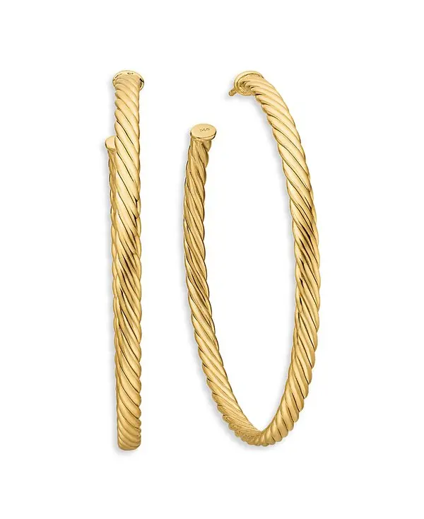 David Yurman Cablespira Hoop Earrings In 18k Yellow - Gold