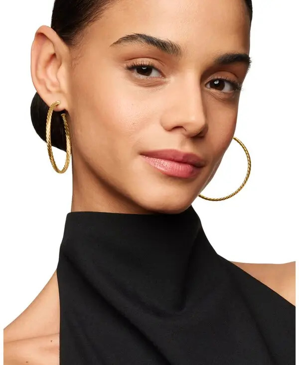 David Yurman Cablespira Hoop Earrings In 18k Yellow
