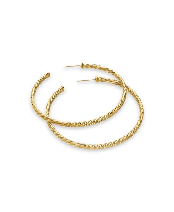 David Yurman Cablespira Hoop Earrings In 18k Yellow