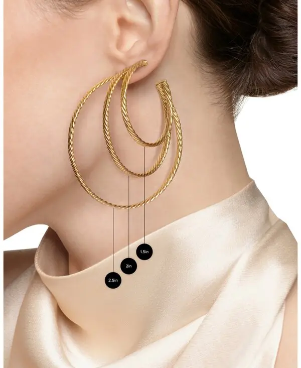 David Yurman Cablespira Hoop Earrings In 18k Yellow