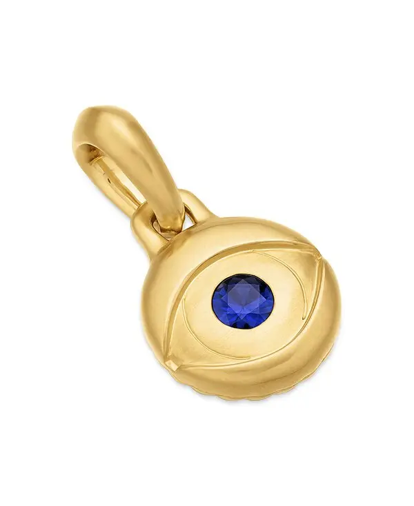David Yurman 18k Yellow Gold Evil Eye Amulet Pendant - Blue Sapphire