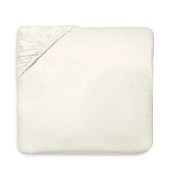 SFERRA Giza 45 Medallion Fitted Sheet, Cal King - Ivory