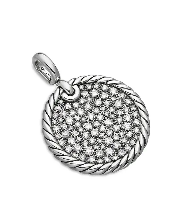David Yurman Elements Diamond Pave Disc Pendant - Silver