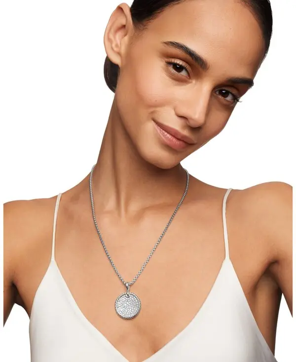 David Yurman Elements Diamond Pave Disc Pendant
