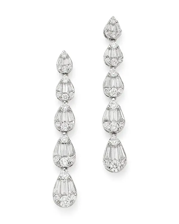 Bloomingdale'S Diamond Mosaic Drop Earrings, 1.15 Tcw - White