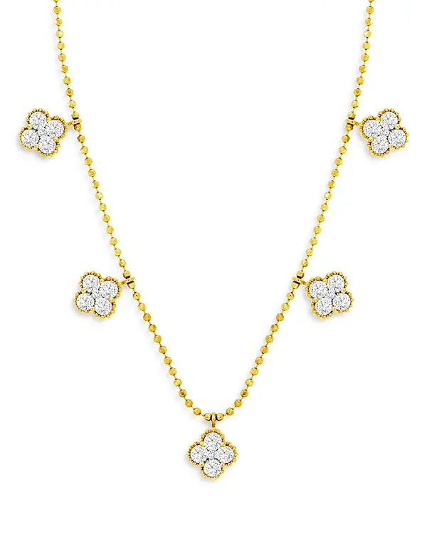 Bloomingdale'S Diamond Clover Station Necklace, 1.0 Tcw - White/gold