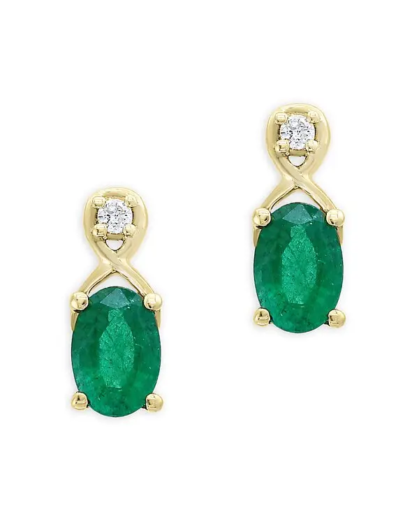 Bloomingdale'S Emerald And Diamond Drop Earrings - Green/white
