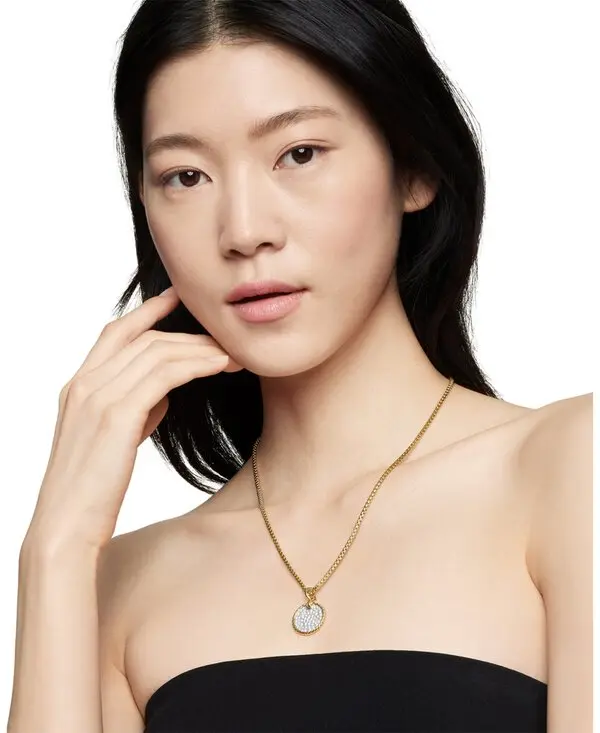 David Yurman 18k Yellow Gold Dy Elements Pave Diamond Disc Pendant - White/gold