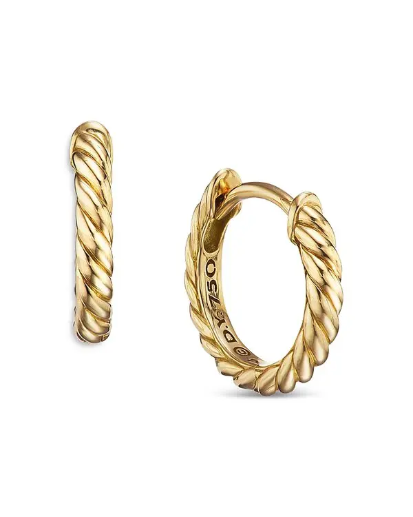 David Yurman Sculpted Cable Micro Huggie Hoop Earrings - Gold