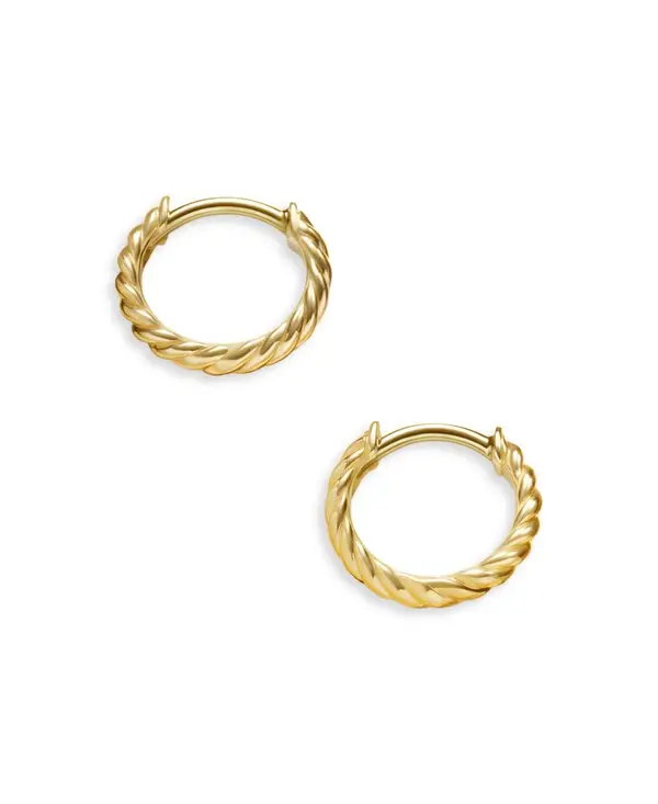David Yurman Sculpted Cable Micro Huggie Hoop Earrings, 10.7mm - Gold