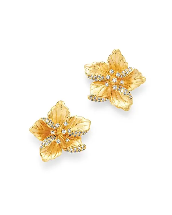 Bloomingdale'S Diamond Flower Earrings, 0.30 Tcw - White/gold