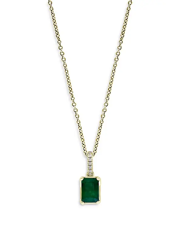 Bloomingdale'S Emerald And Diamond Pendant Necklace - Green/gold