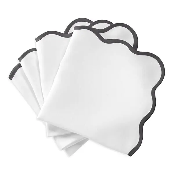 MATOUK Scalloped Napkins, Set Of 4 - Smoke Gray