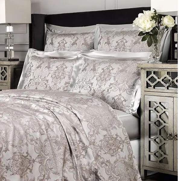 TOGAS House Of Textiles Raphael Silk Duvet Cover, Queen - Silver
