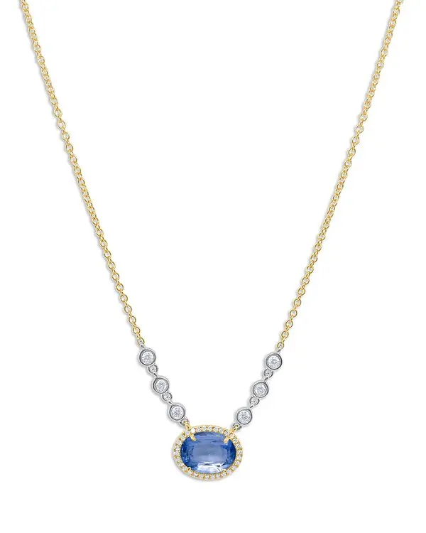 Meira T 14k White & Yellow Gold Sapphire And Diamond Pendant Necklace - Blue/gold
