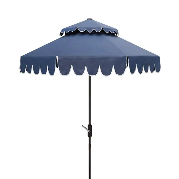 SAFAVIEH Venice 9 Ft Crank Umbrella - Navy/white