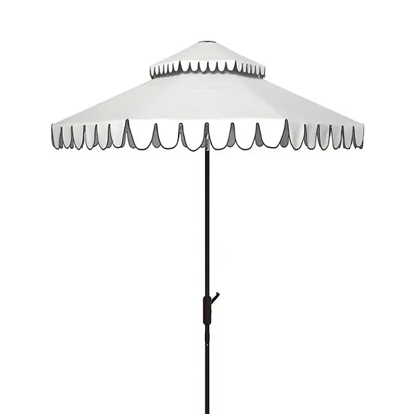 SAFAVIEH Venice 9 Ft Crank Umbrella - White/black