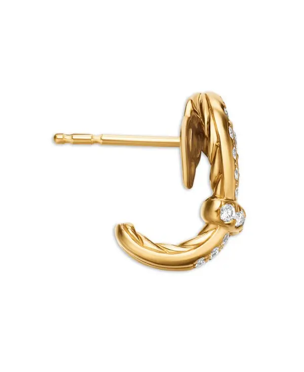 David Yurman 18k Yellow Hoop Earrings With Diamonds