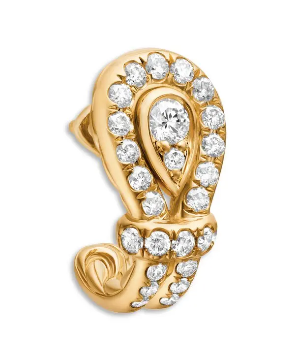 David Yurman 18k Yellow Hoop Earrings With Diamonds