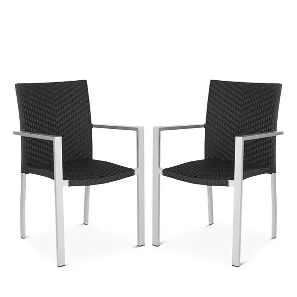 SAFAVIEH Cordova Indoor/outdoor Stacking Arm Chairs, Set Of 2 - Black