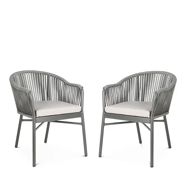 SAFAVIEH Stefano Stackable Rope Chairs, Set Of 2 - Gray/gray Cushion