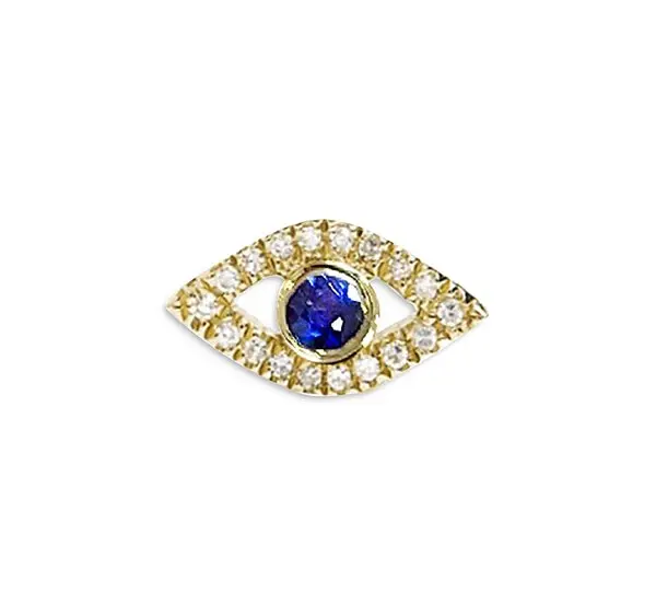 Meira T 14k Yellow Gold, Sapphire, And Diamond Evil Eye Stud Earring - Blue/gold