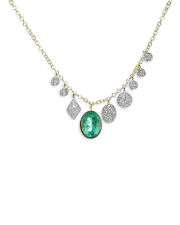 Meira T 14k Yellow Gold Emerald And Diamond Pendant Necklace - Green/gold