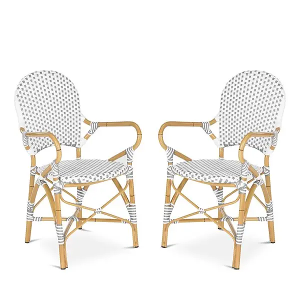 SAFAVIEH Hooper Indoor-outdoor Stacking Arm Chair, Set Of Two - Gray/white/light Brown