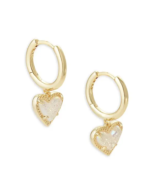 Kendra Scott Ari Heart Drop Huggie Hoop Earrings - Iridescent Drusty