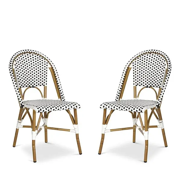 SAFAVIEH Salcha Indoor-outdoor French Bistro Side Chair, Set Of Two - Black/white/light Brown